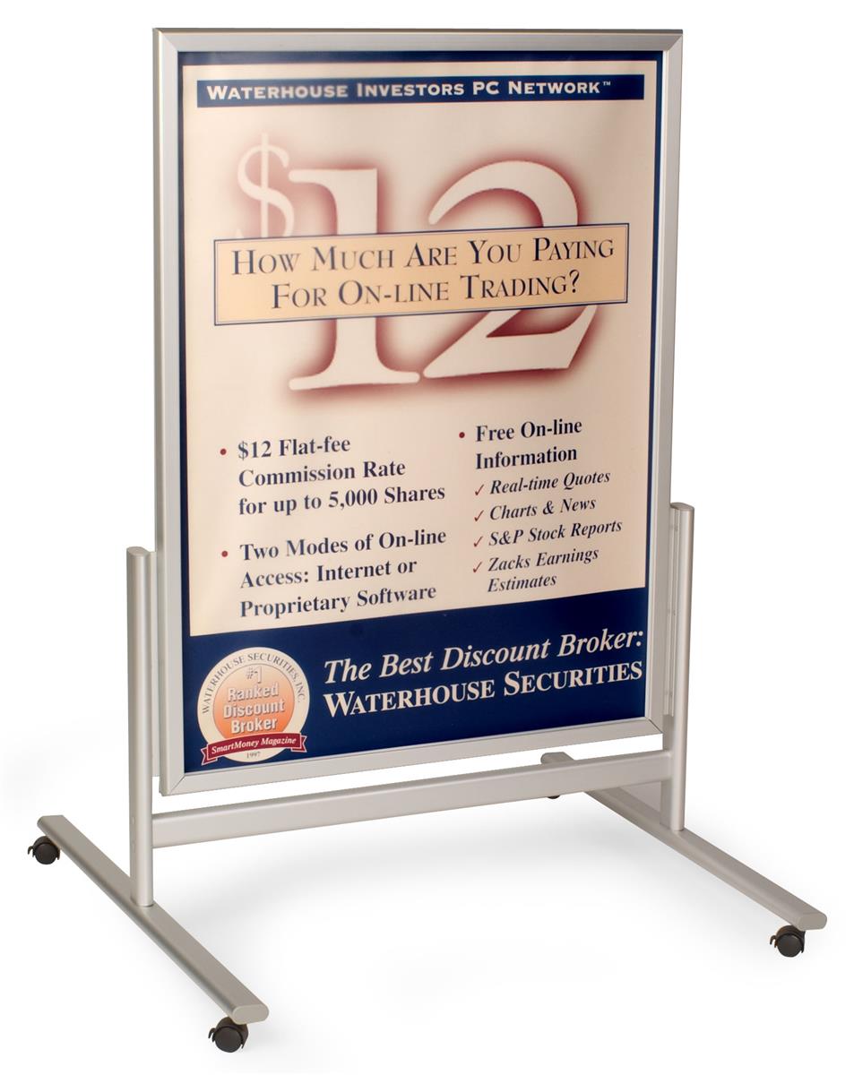 Indoor Rolling Retail Sign Stand | Double Sided Poster Frame