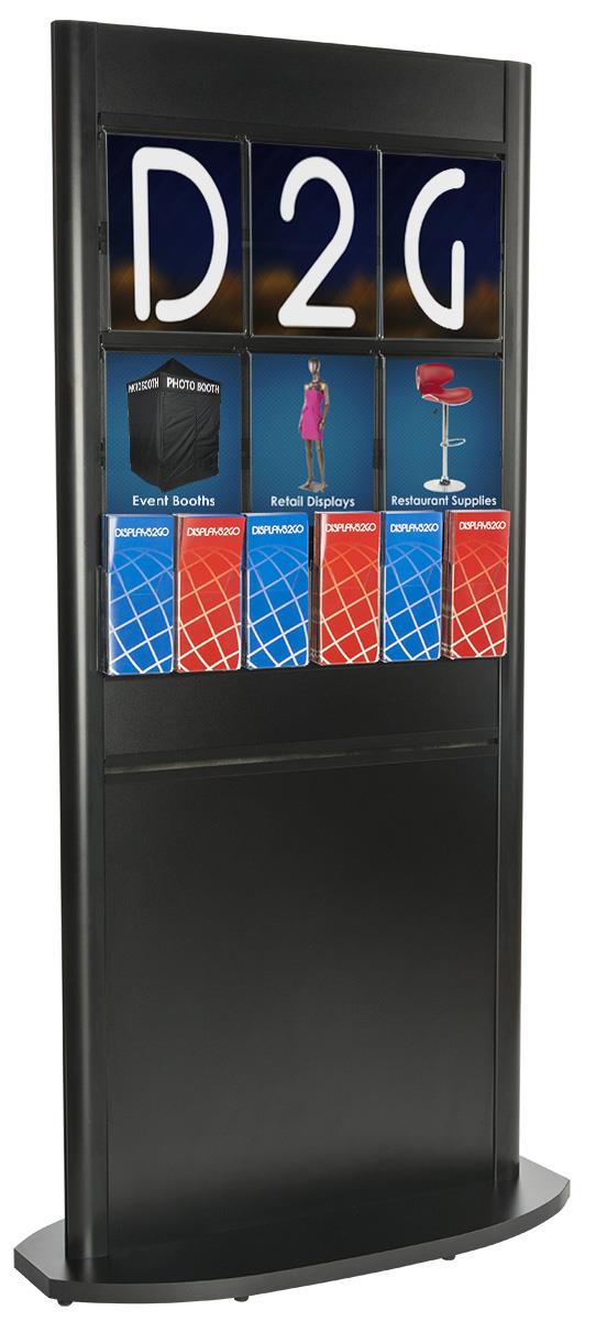 Slatwall Lobby Display with Leaflet Holders | Black MDF Panel