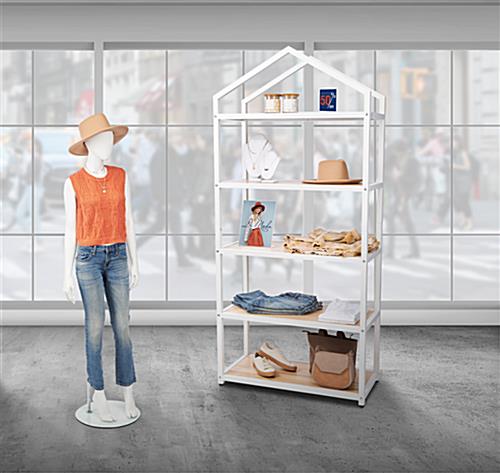 White Metal and Wood Shelving Unit | 5-Tier Durable Iron Frame