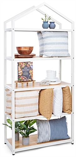 White Metal and Wood Shelving Unit | 5-Tier Durable Iron Frame