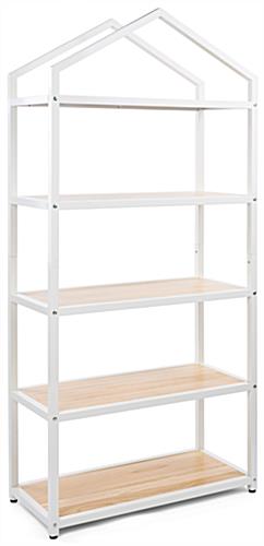 White Metal and Wood Shelving Unit | 5-Tier Durable Iron Frame