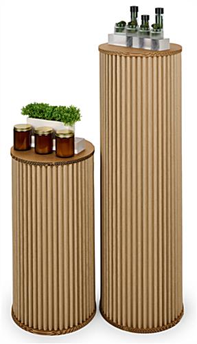 Round Accordion Display Pedestals | Set of 2 Recyclable Cardboard