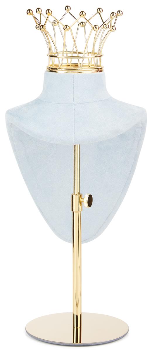 Jewelry Bust Display Stand with Crown | Available in Four Colors