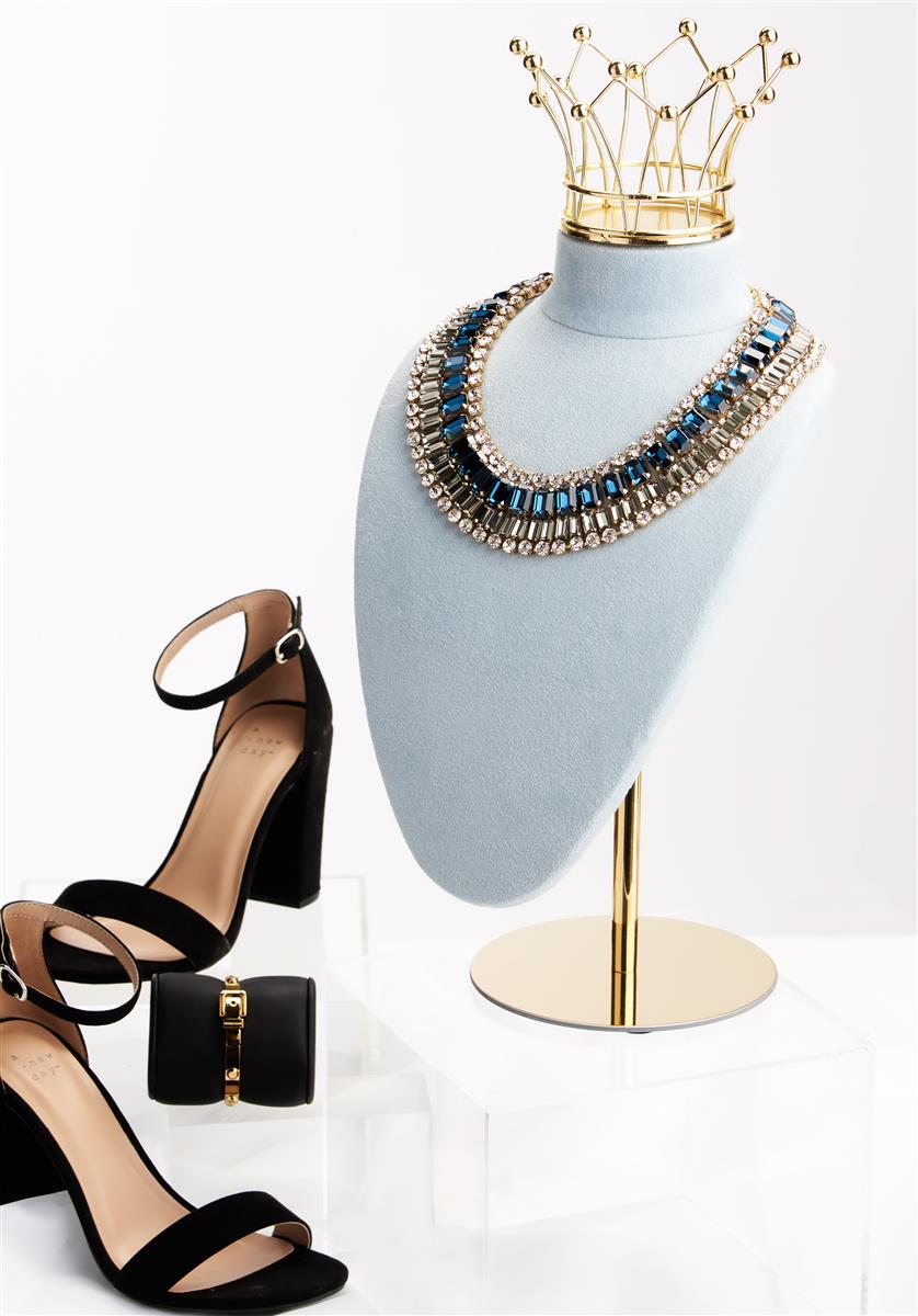 Jewelry Bust Display Stand with Crown | Available in Four Colors