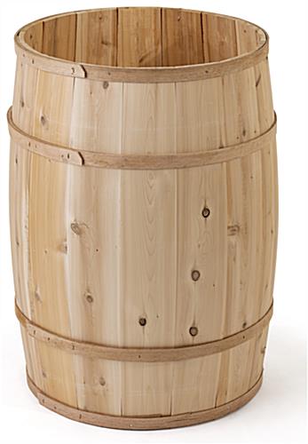 False Bottom Wooden Display Barrel | Made of Natural Cedar