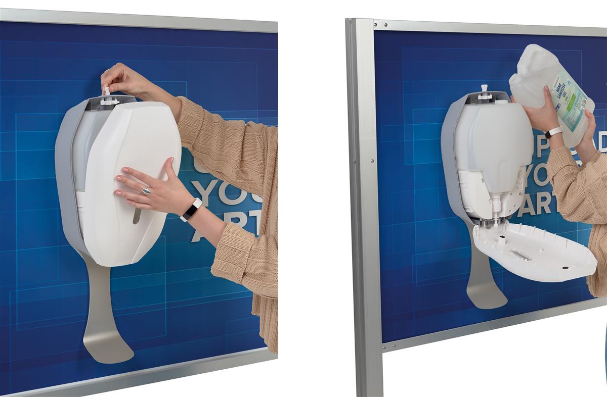 Multi-Unit Hand Sanitizer Dispenser | Locking Caster Wheels