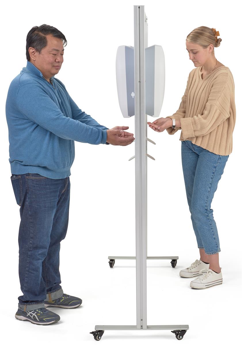 Multi-Unit Hand Sanitizer Dispenser | Locking Caster Wheels