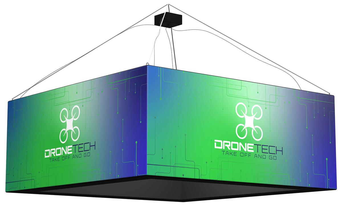 10' Overhead Hanging Light Box Square Sign | 3D Border Design