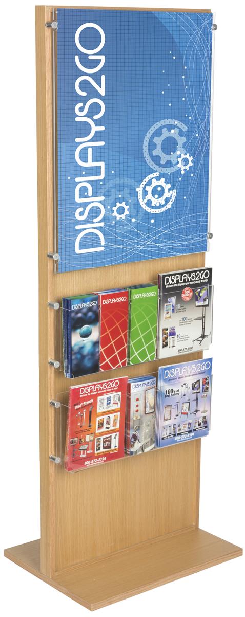 Poster Stand with 10 Brochure Holders | Fits Flyers or Magazines