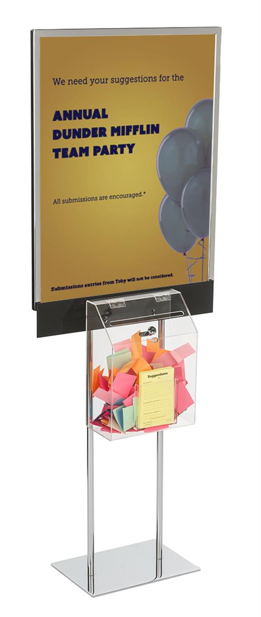 Silver Sign Stand with Sweepstakes Box | Double Sided