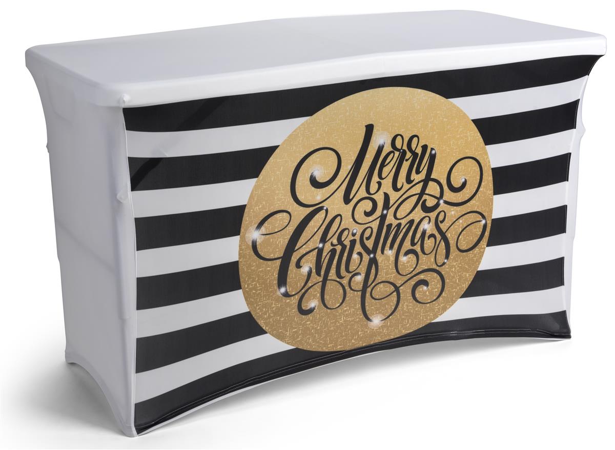 Preprinted Holiday Table Cover | 4-ft Fitted Stretch Polyester