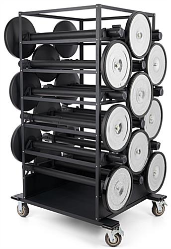 Mobile Stanchion Cart | Vertical Storage and Locking Casters