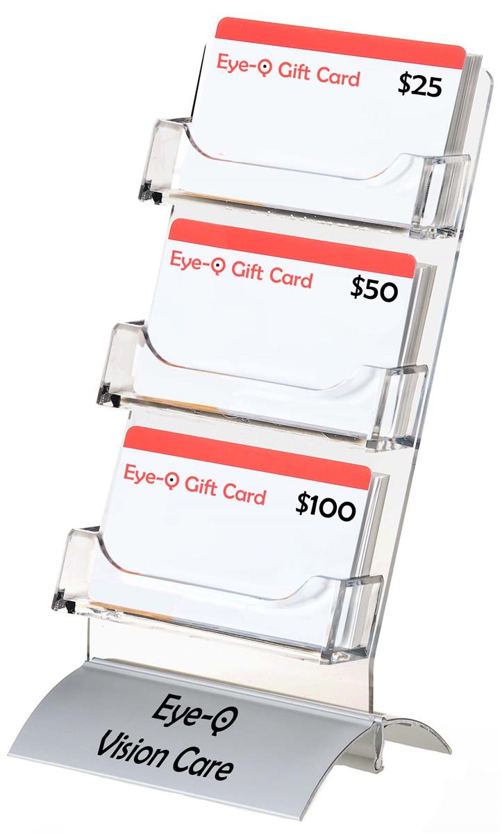3-Pocket Card Display with Printed Logo | Acrylic Frame