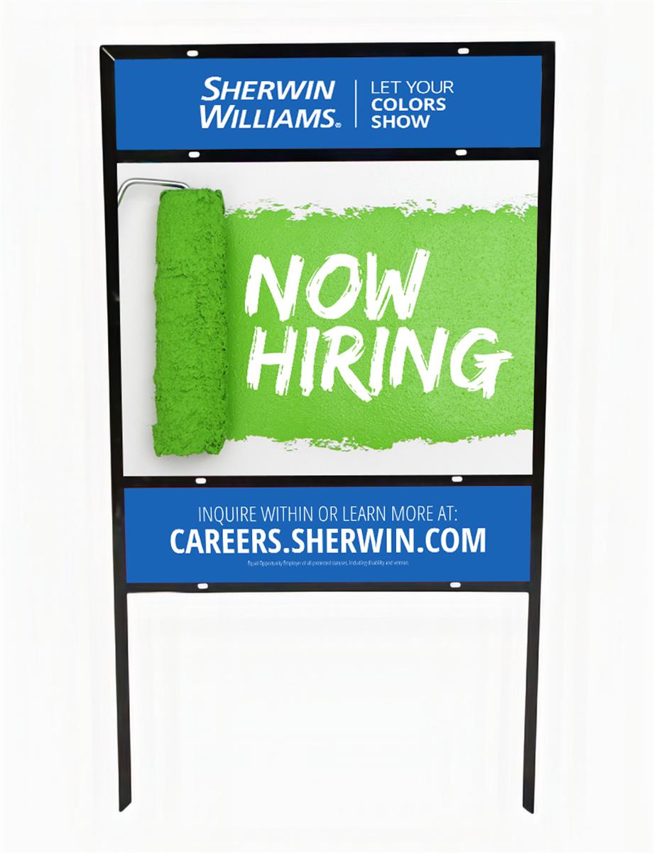 SW Now Hiring - Yard Sign Double Rider Black Aluminum H-Stake