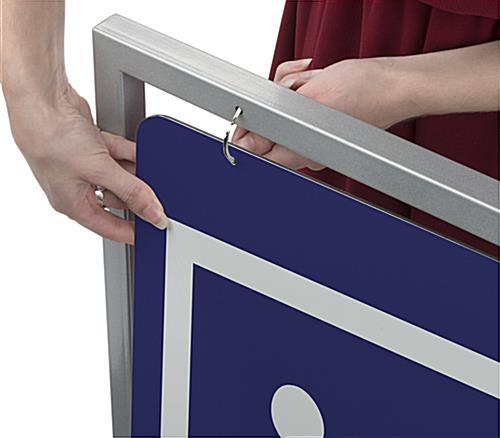 30x40 Swinging Silver Metal Sidewalk Sign Holder | Ring Hooks