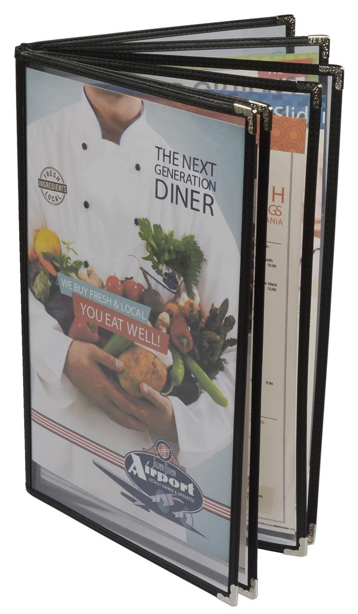 Economy Menu Cover | Large Display With Silver Corner Protectors