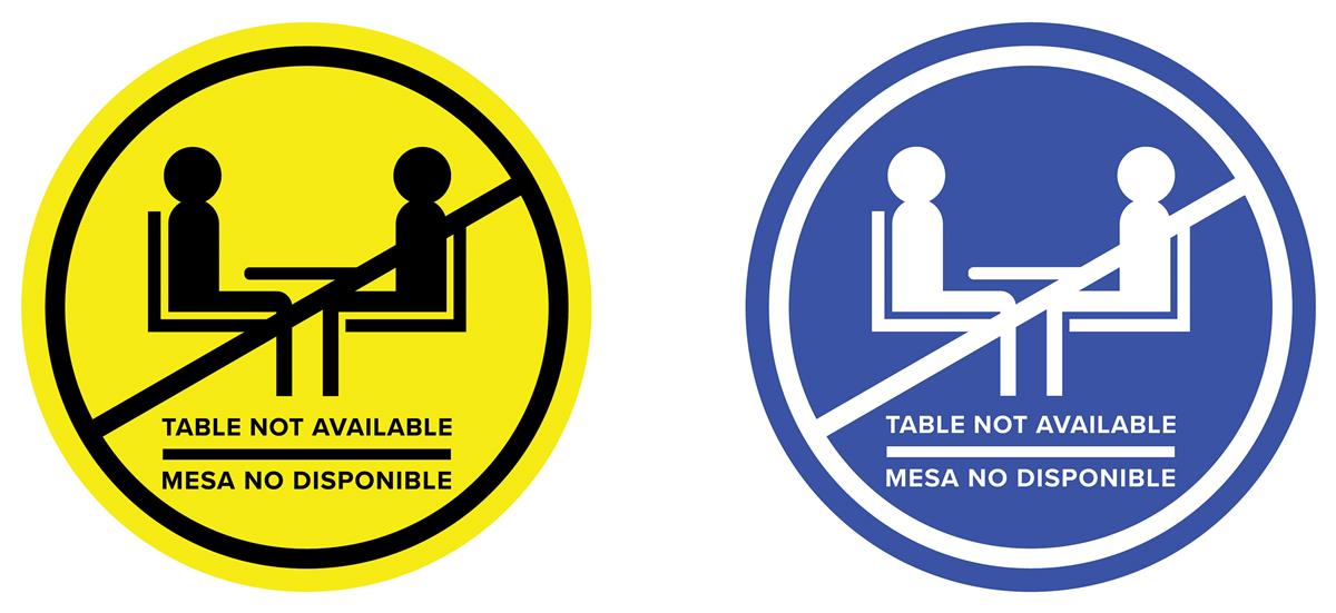 Bilingual Social Distancing Table Decal | Self-Adhesive Backing