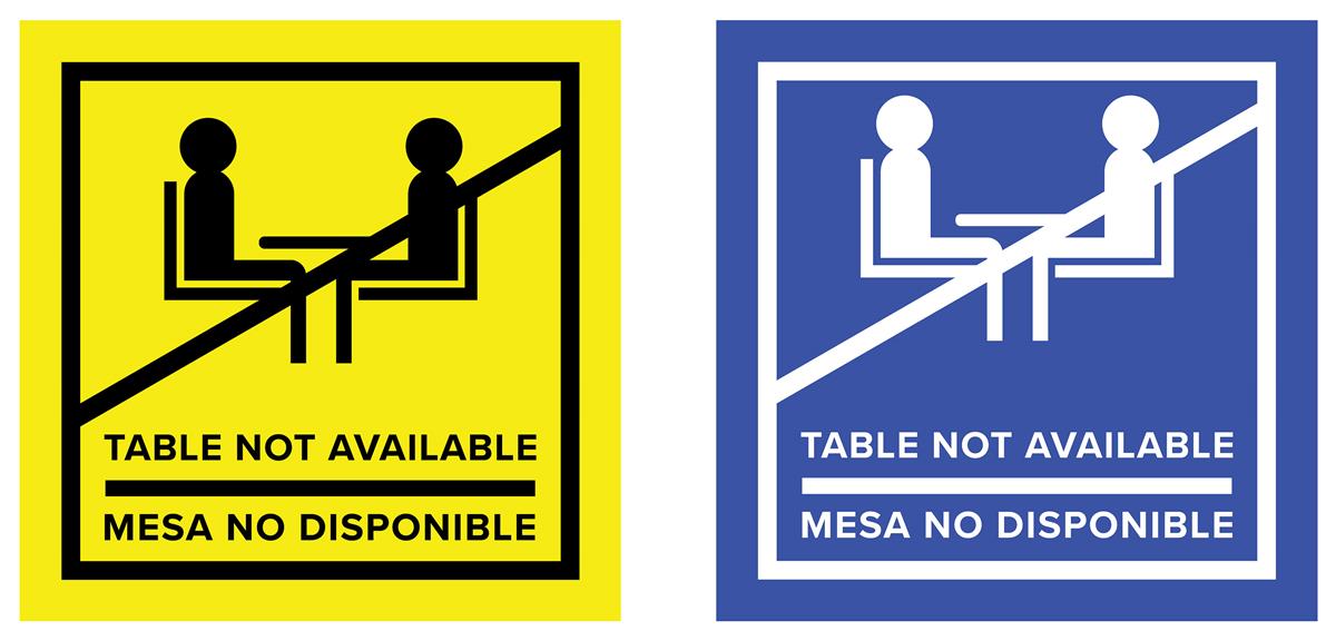 No Seating Bilingual Table Top Sticker | Pre-Printed Graphics