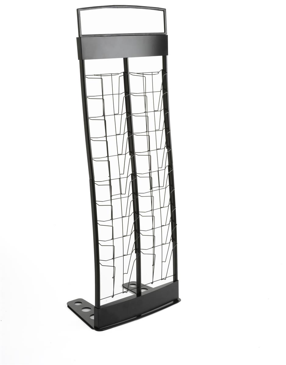 (20) Pocket Magazine Rack | Black Portable Literature Stand