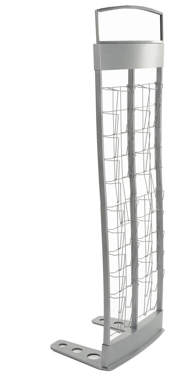 Silver Store Magazine Rack | 20 Pockets & Portable Design