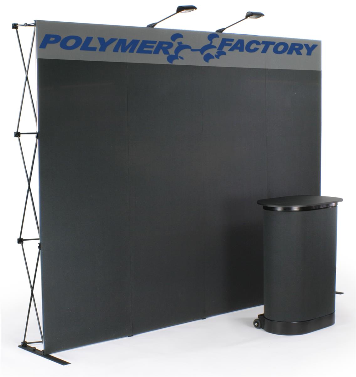 10' Pop-Up Display w/ Custom Header, 2 Spotlights & Portable