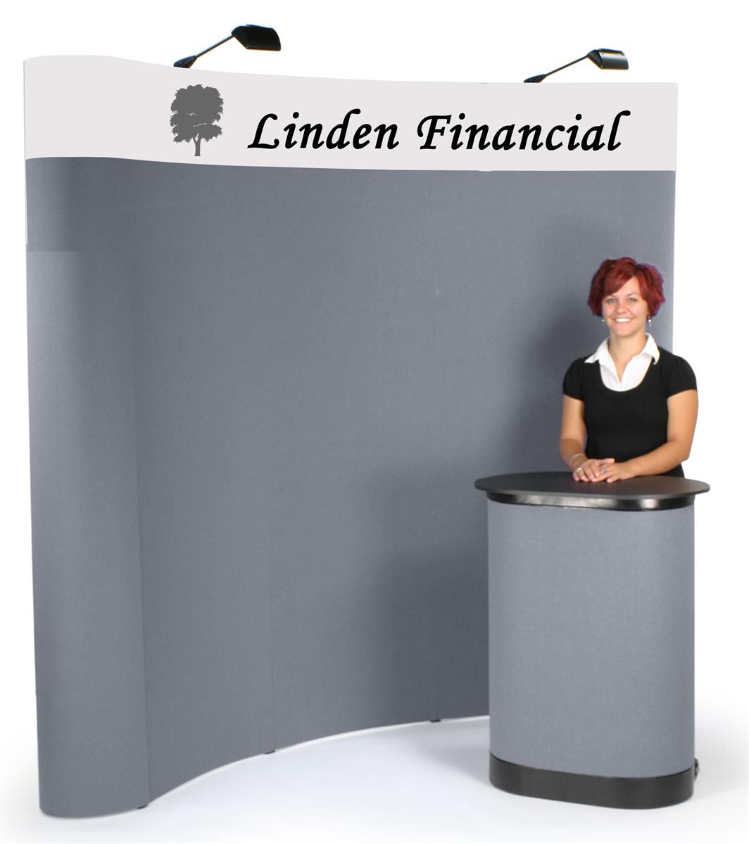Exhibit Booth | 8' Curved Trade Show Display w/ 2 Spotlights