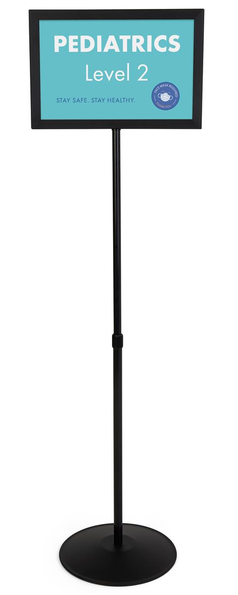 Metal Sign Frame | Adjustable Height Black Pole