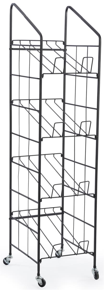Tabloid Rack | (4) Steel Wire Shelves & Caster Wheels