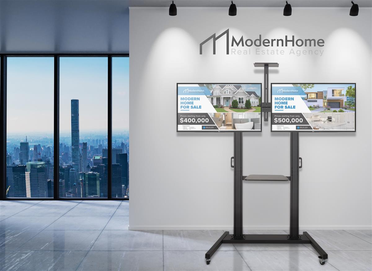 Dual Screen TV Stand | Fits Two Monitors Up to 60"
