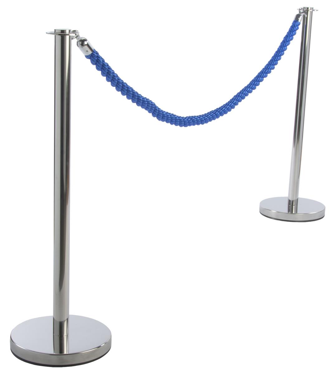 Blue Theater Rope | Crowd Control Barriers with Chrome Posts