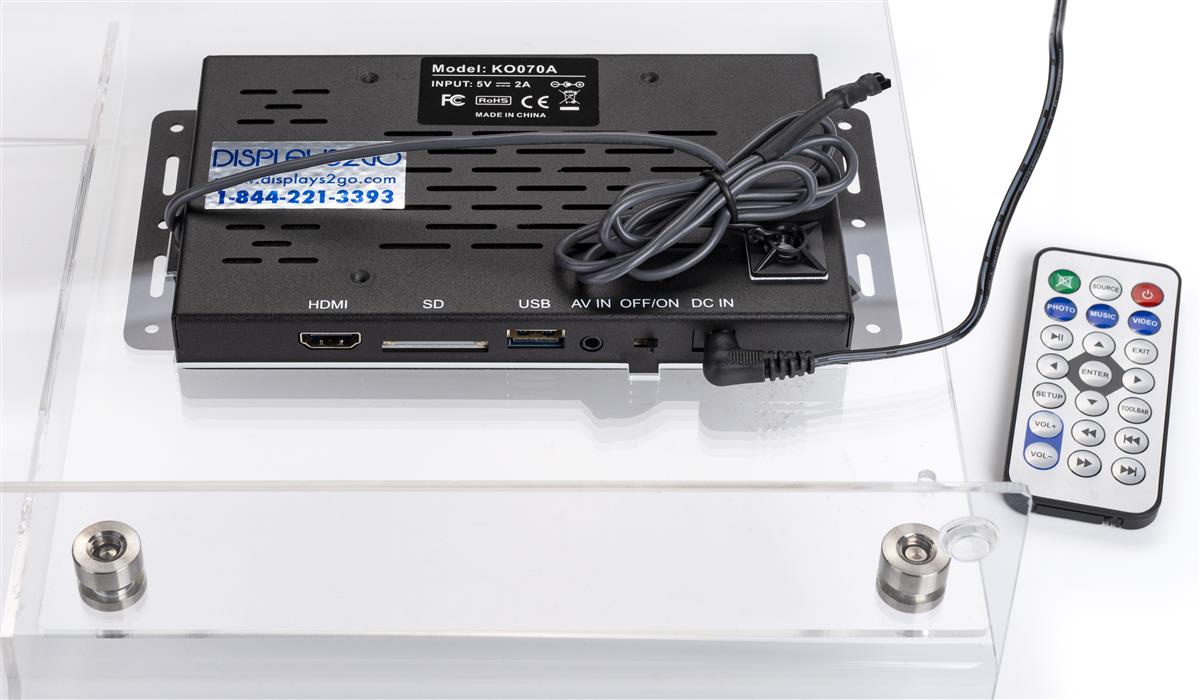 Countertop Digital Sign Display with Magazine Holder | 7in Screen