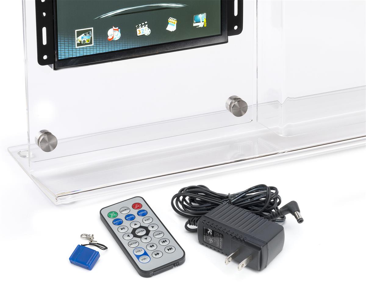 Countertop Digital Sign Display with Magazine Holder | 7in Screen