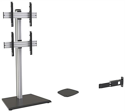 Vertical Dual TV Floor Stand | Silver Aluminum Construction
