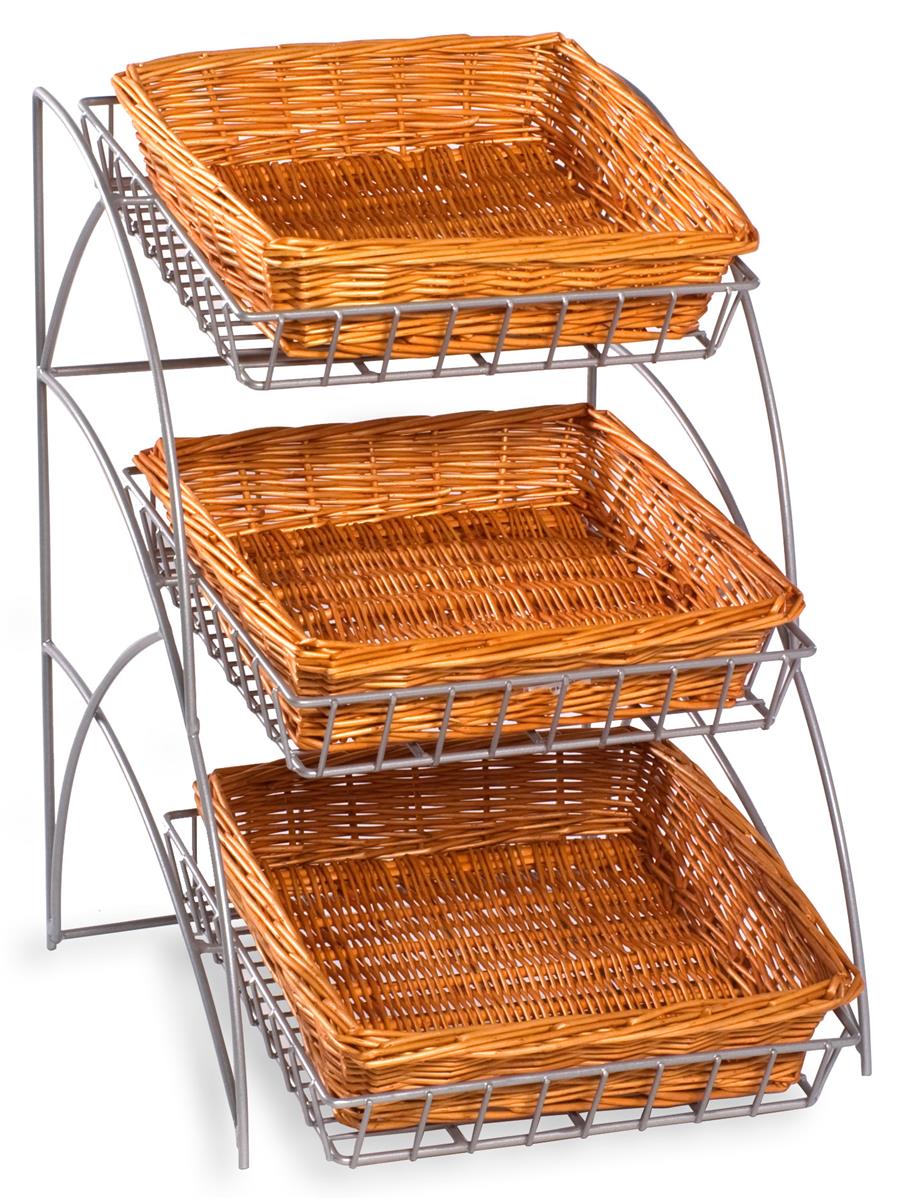 Wicker Displays | 3 Shelves for Countertop Use with Baskets