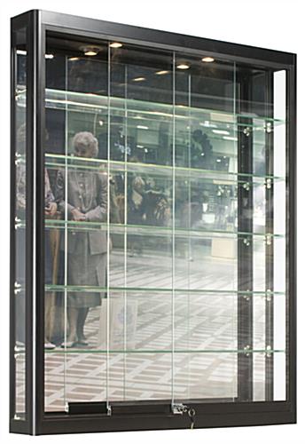 Black Wall Case | Glass Sliding Doors With (5) Shelves