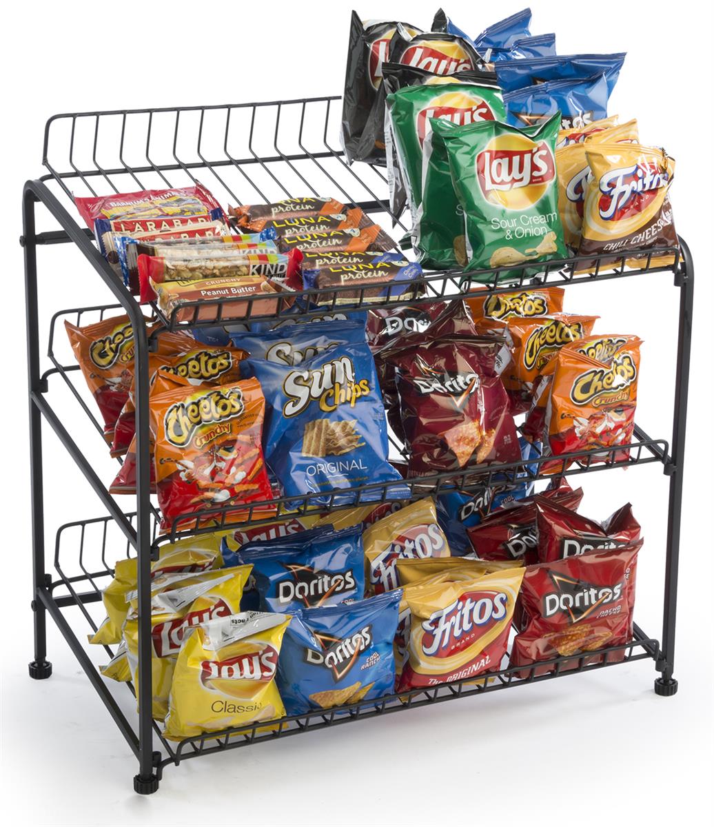 Wire Countertop Display Rack 3 Open Shelves For Merchandise