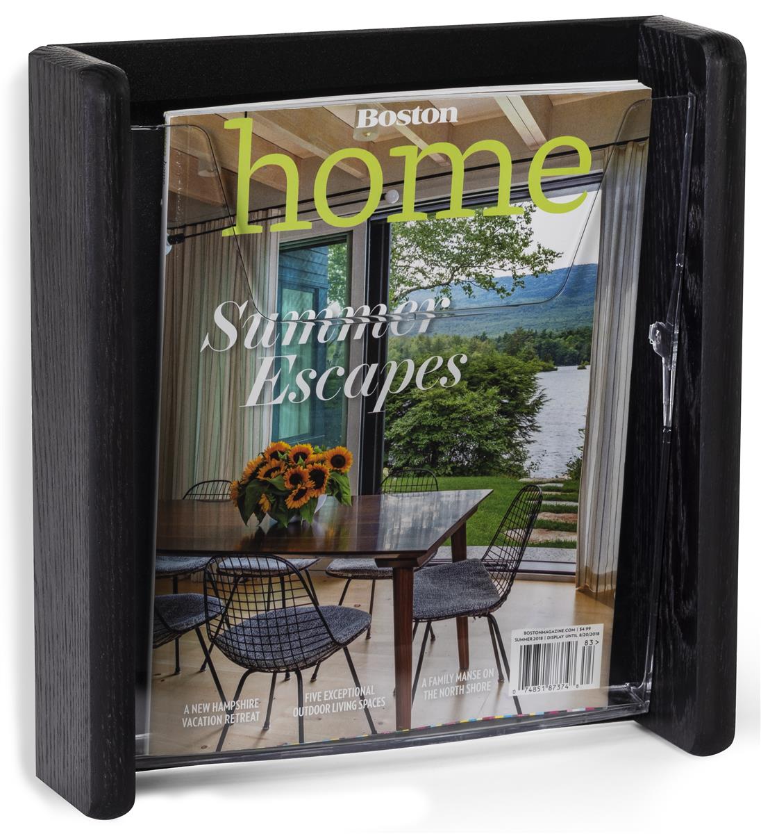 Single Pocket Wall Mounted Literature Display | Black Oak Wood