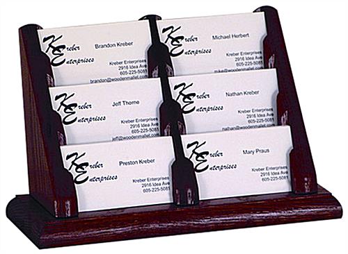Wood Office Card Holders | (6) Pocket w/ Light Oak Color