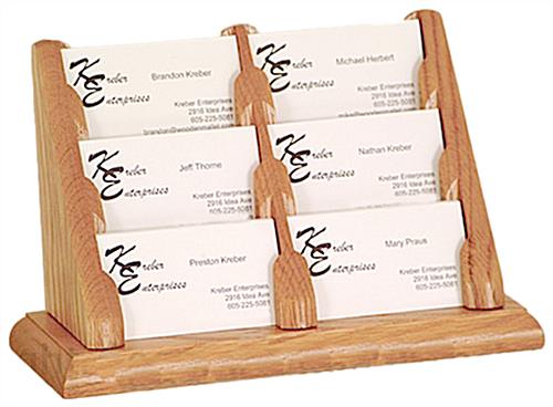 Wooden Business Card Stand | Light Oak Desktop Holder