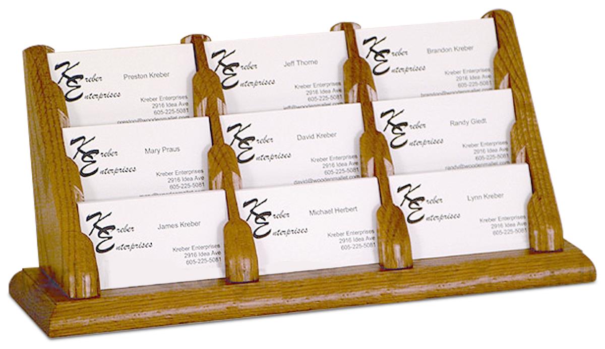Wooden Business Card Stand | Light Oak Desktop Holder