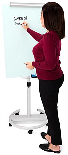 Mobile Glass Whiteboard | Magnetic Surface and Locking Wheels