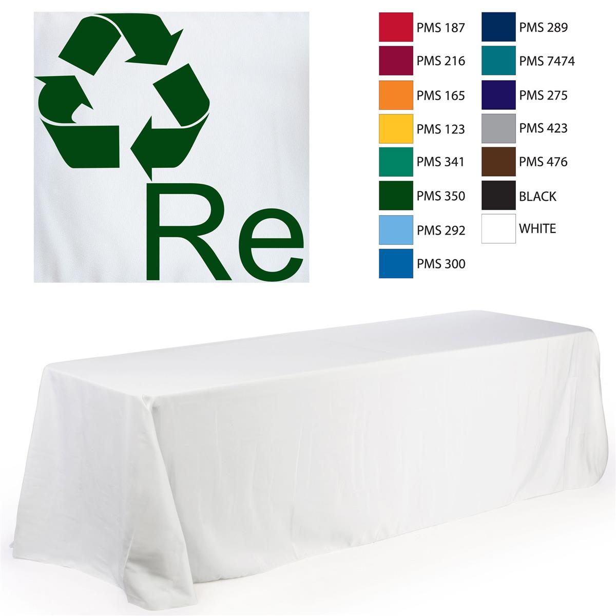 Custom White Table Cover | 1 Color Imprint, 6' Tables