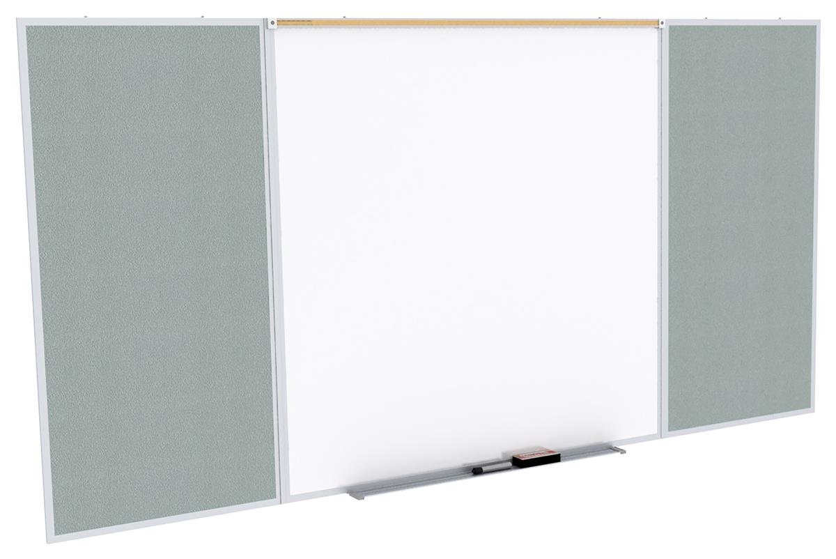Whiteboard with Tack Board | 1" Cork Map Rail