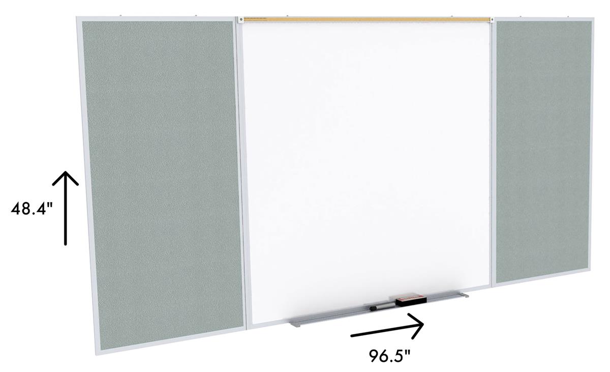 Whiteboard with Tack Board | 1" Cork Map Rail
