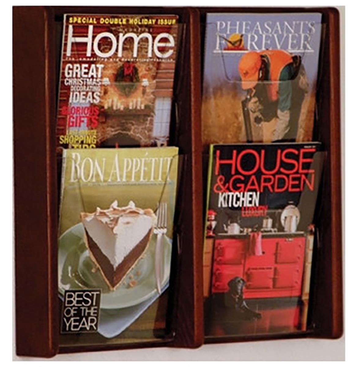 2 Tiered Wooden Magazine Holder | Wood with Mahogany Finish