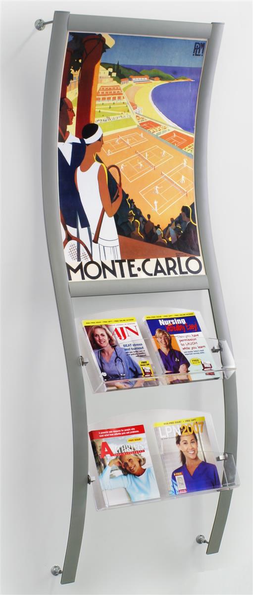 Wall Periodical Rack w/ European-Inspired Poster Holder