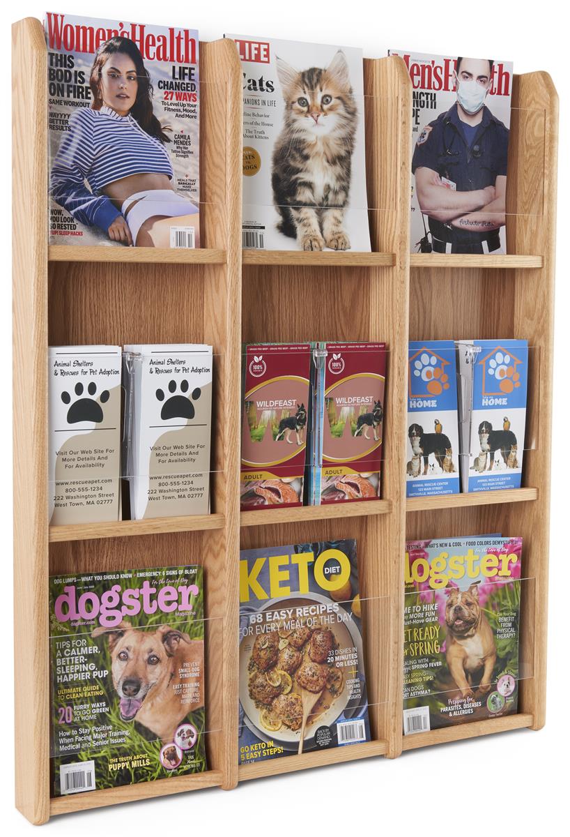 3 Tier Magazine Display | Light Oak Finish Wooden Literature Rack