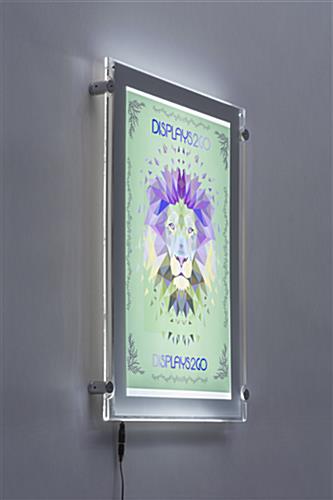 11" x 17" LED Edge-Lit Frame | Silver Standoffs