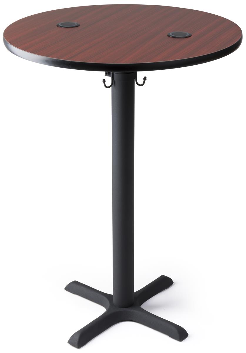 Power Charging Wireless Pub Table | 30”w 42"h Mahogany 2 Chargers