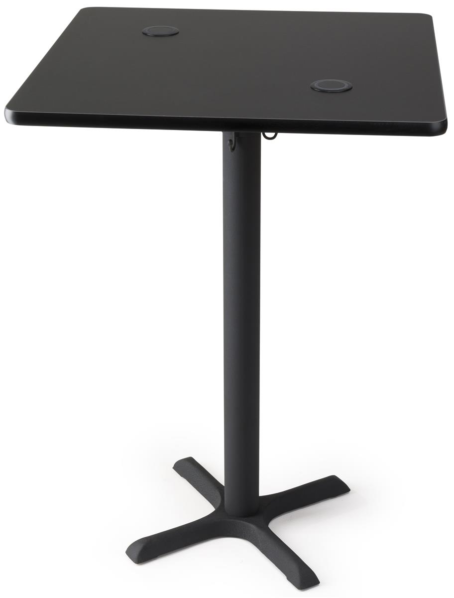 Wireless Power Charging Square Table | 30”w 42"h Black 2 Chargers